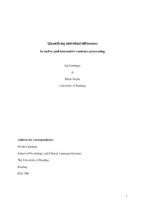 Quantifying individual differences in native and non-native sentence processing - CentAUR